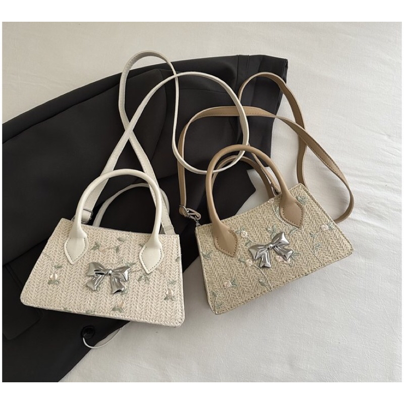 AW Simple Straw Beach Vacation Women's Handbag Crossbody Bag | Shopee ...