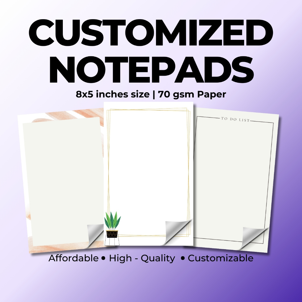 Customized Notepads (8x5 inches) - Personalized Name, Logo, Design ...