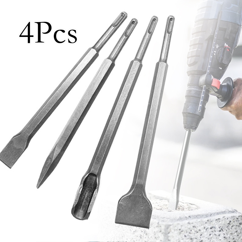 4pcs Rotary Hammer Drill Bit Set Rotary Electric Hammer Chisel Flat Bit ...
