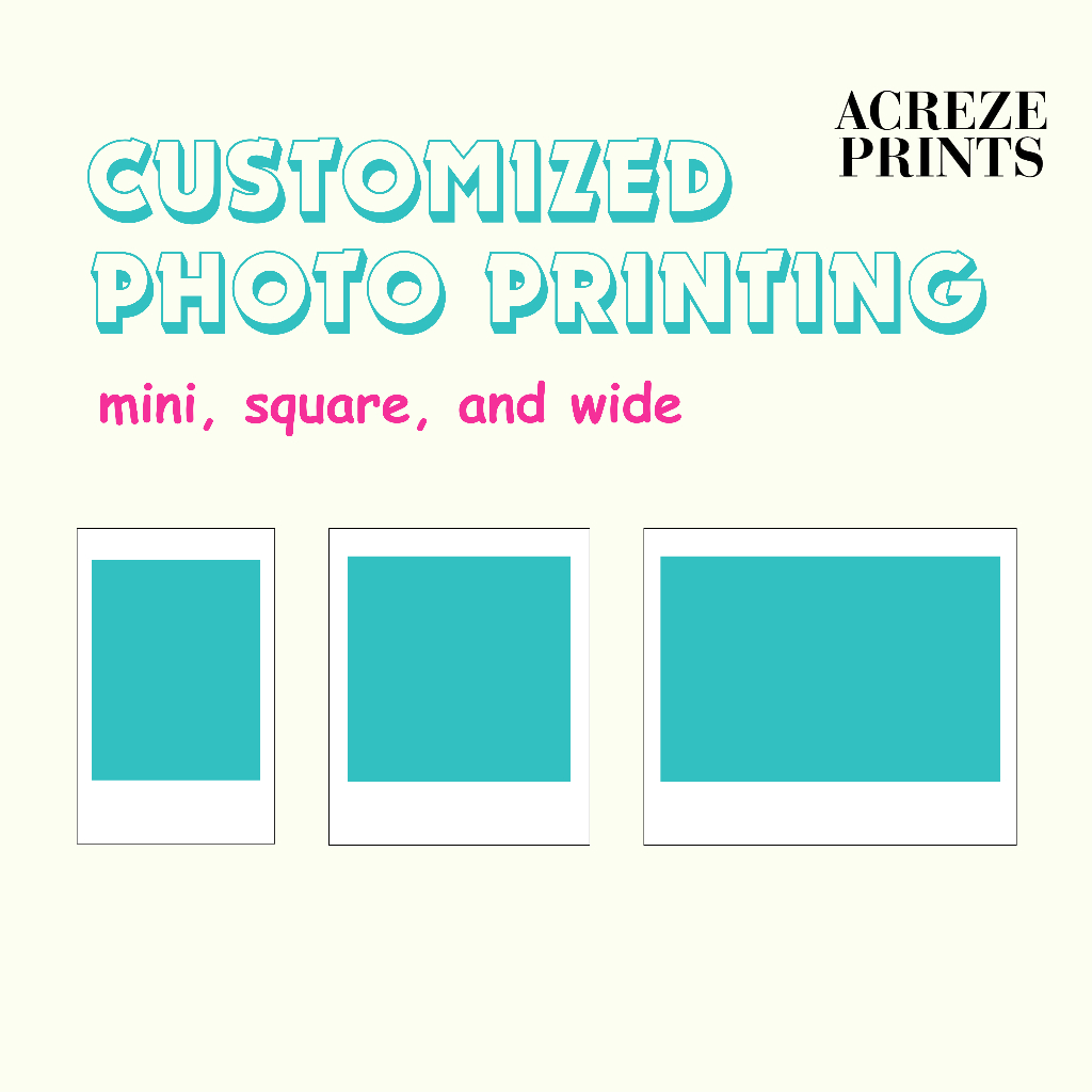 Personalized Instax Inspired Photo Print | Mini Square Wide | Black ...