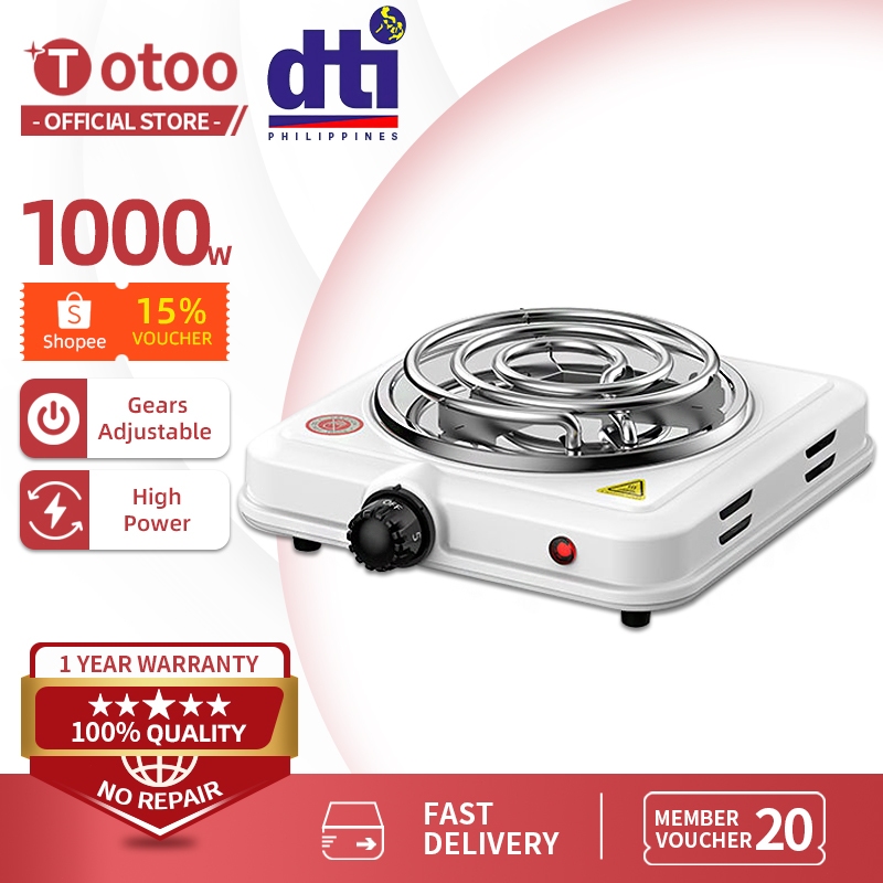 TOTOO Portable Electric Stove Single Burner 1000w Hot plate Adjustable Temperature | Shopee ...