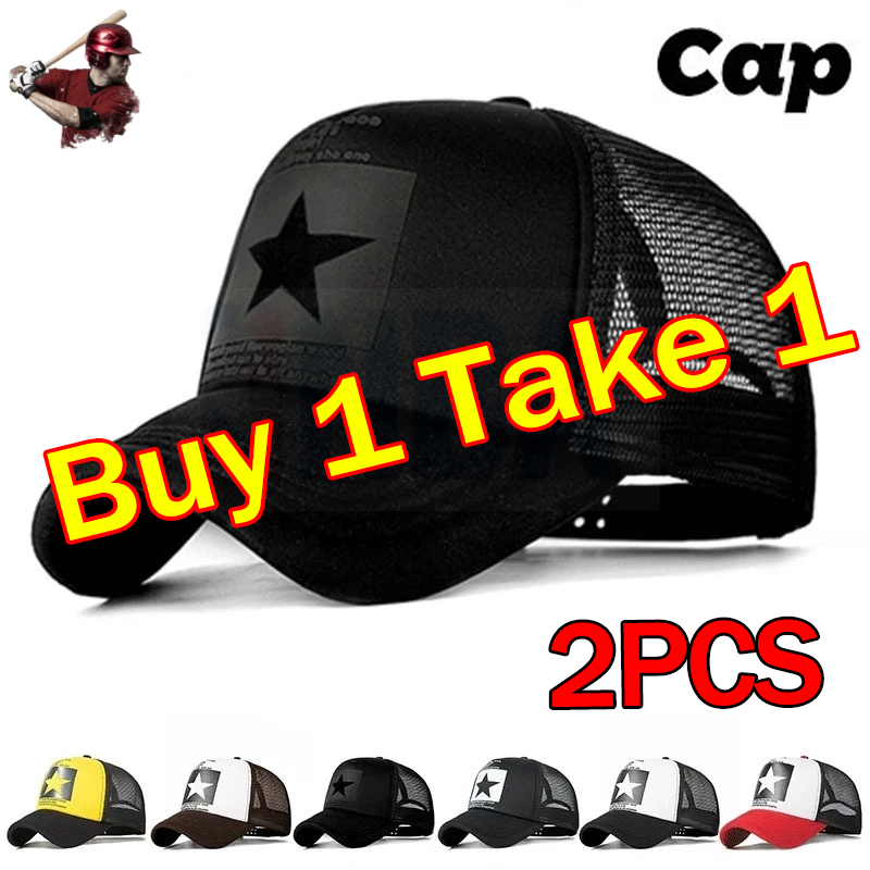 Five Pointed Star Baseball Cap Print Adjustable Trucker Cap Summer ...