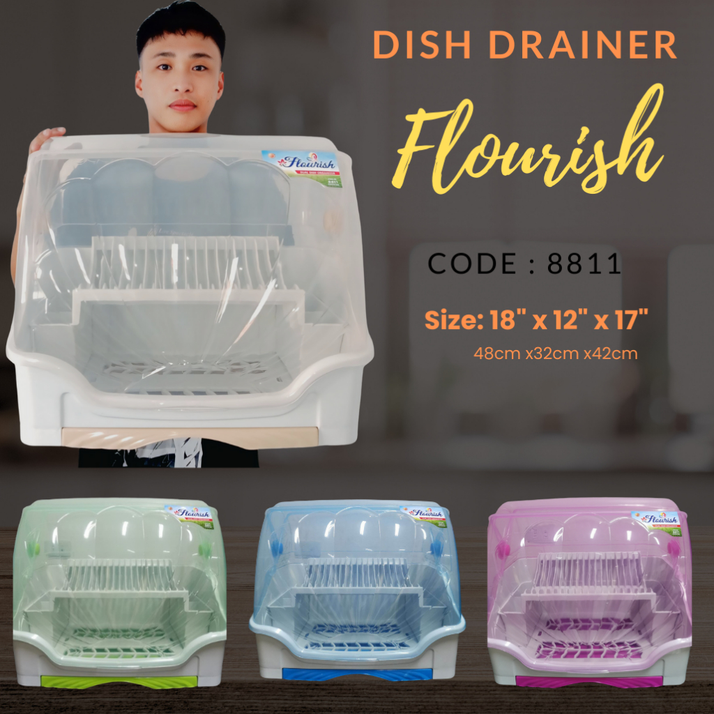Flourish Aesthetic Dish Rack with Cover | Lagayan ng Plato at Baso ...