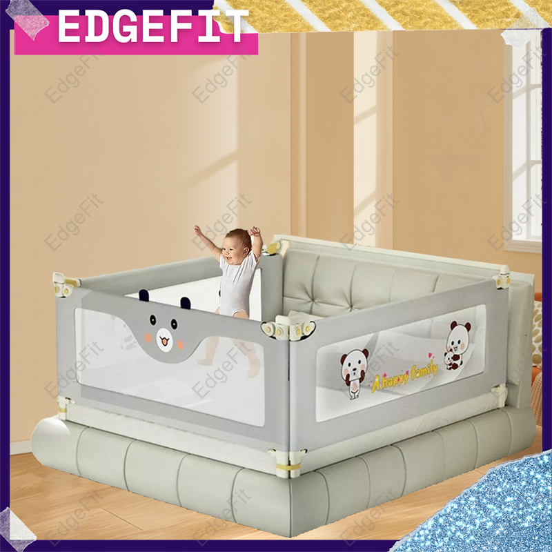 EdgeFit Bed Fence for Baby Adjustable Anti-Fall Bed Rails with Bedside ...
