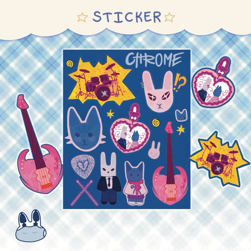 'Chrome' Bunny and Cat OCs Waterproof Vinyl Stickers | Shopee Philippines