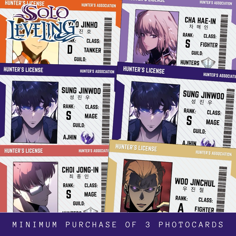 Solo Leveling Hunter License ID Laminated High Quality Photocards ...