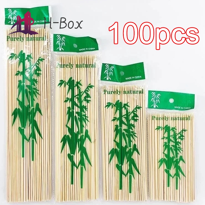 100pcs BBQ Sticks Disposable Barbecue Wood Sticks Barbecue Party Buffet ...