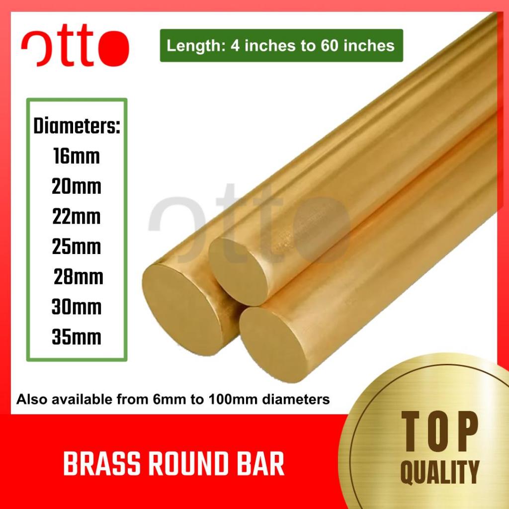 Brass Round Bar - 16mm 19mm 22mm 25mm 28mm 30mm 35mm diameter (Length ...