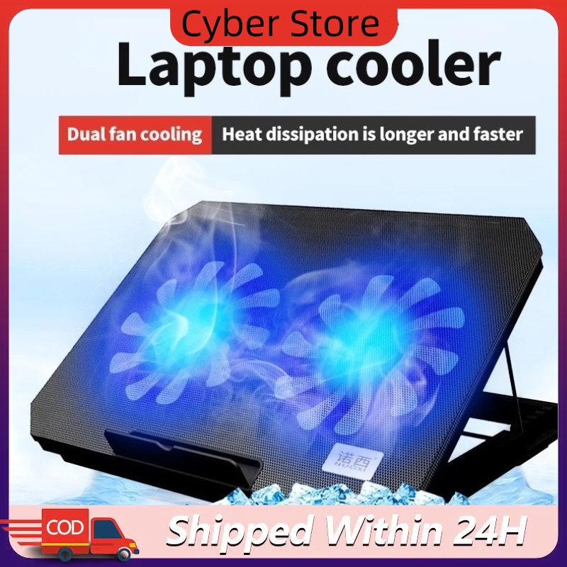 9"-17" Portable Cooling Pad Laptop Cooler Pad One Big LED Light Fan ...