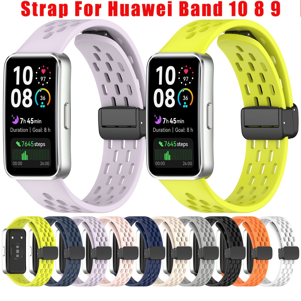 Silicone Magnetic Buckle Strap For Huawei Band 10 8 9 Soft Candy Color ...