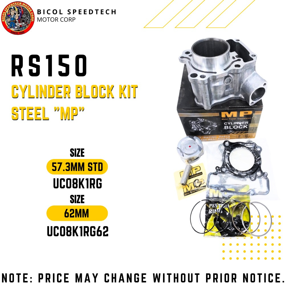 RS150 CYLINDER BLOCK KIT STEEL "MP" (UC08K1RG , UC08K1RG62) | Shopee ...