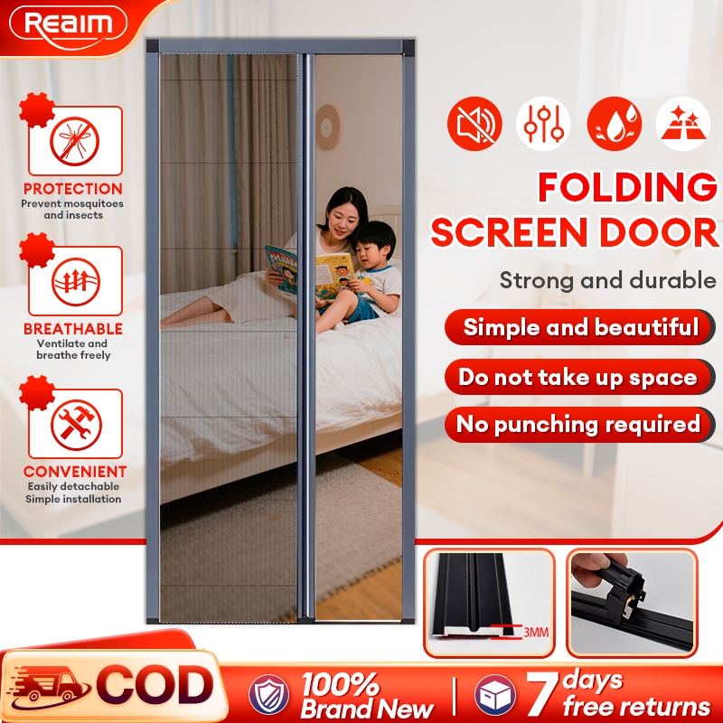 Trackless Folding Screen Door Sliding Door Accordion Aluminum Home Anti ...