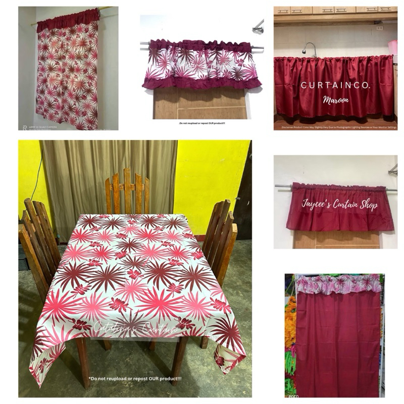 GSC Curtain Shop | Maroon Forest Anahaw Leaves Curtain Set | Shopee ...