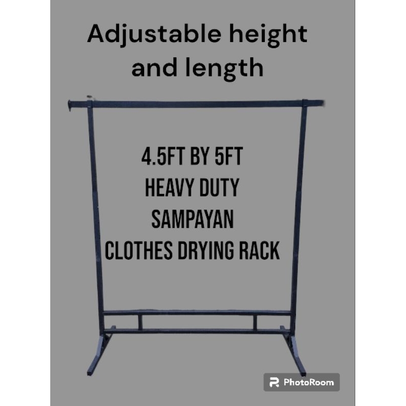 4.5ft Single Layer Black Coated Clothes Rack,Sampayan,Adjustable Drying ...