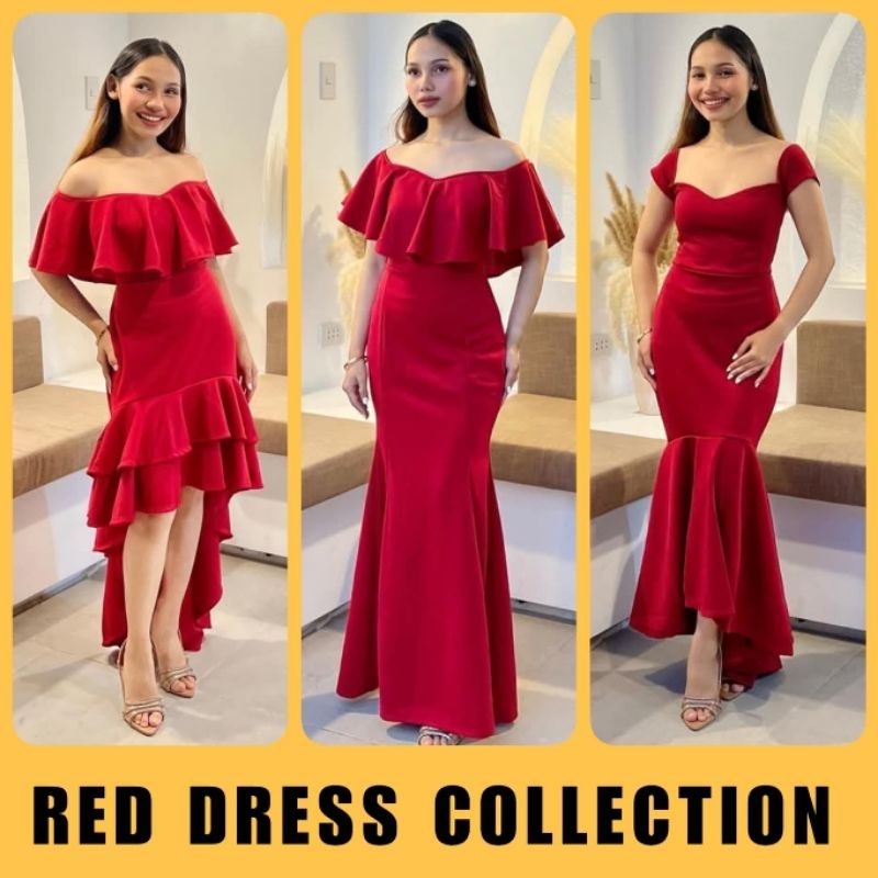 Valentines Red Dress Women Formal Casual Debutant SMALL TO PLUS SIZE ...