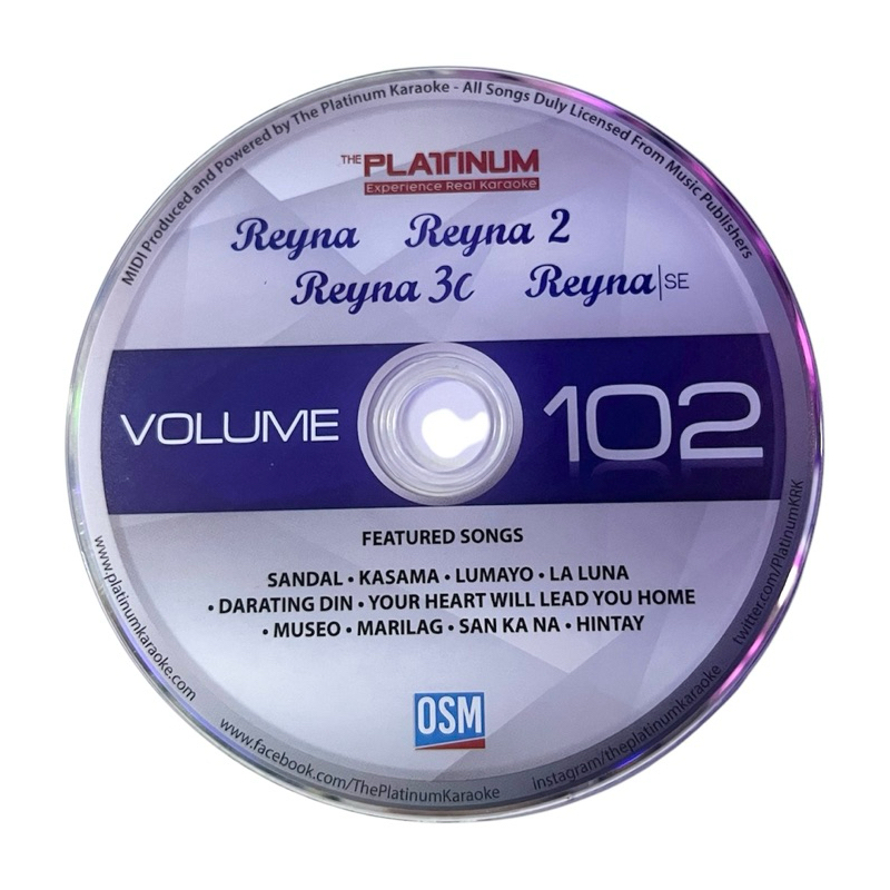 PLATINUM Updated CD with SONGBOOK volume-102 for REYNA 1, 2 &3C | Shopee Philippines