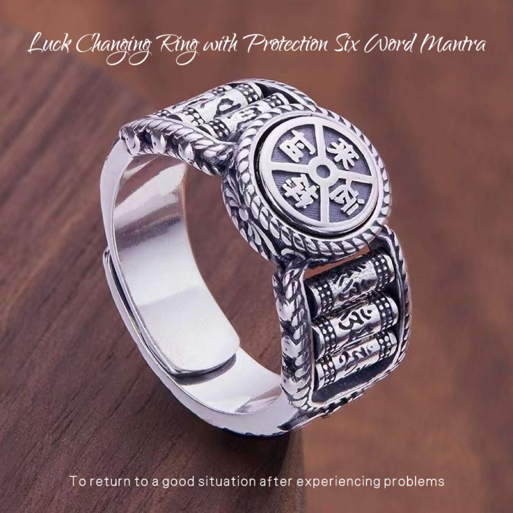 Fengshui Luck Changing Ring with Protection Six Word Mantra Om Mani ...