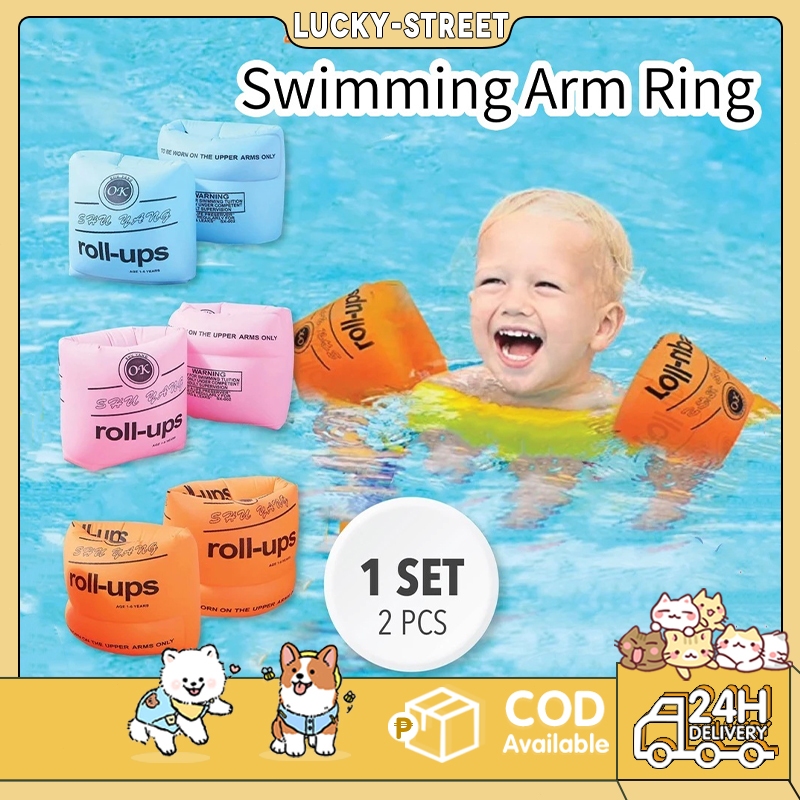 1Pair Adult Kids Inflatables Swimming Arm Rings Portable Floating ...