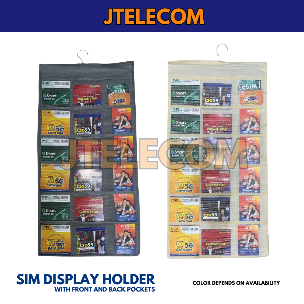 SIM DISPLAY HOLDER GRAY WITH FRONT AND BACK POCKETS | Shopee Philippines