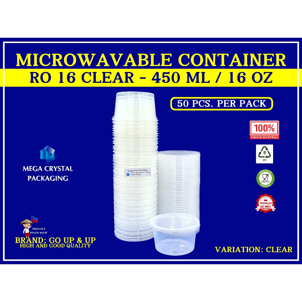 [ 50 Pcs ] Microwavable Plastic Container Round RO 16 - Round 450 ml ...