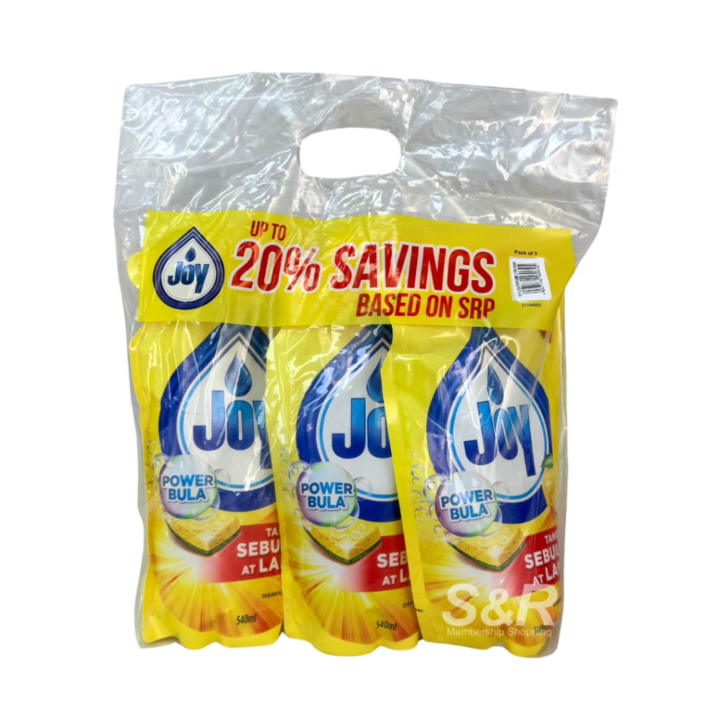 Joy Dishwashing Liquid Lemon Bundle Pack 3 Pieces x 540mL | Shopee ...