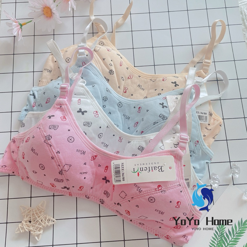 3pcs Baby Bra print Cotton Stretchable Stripes Girls Trainier Non-Wire ...