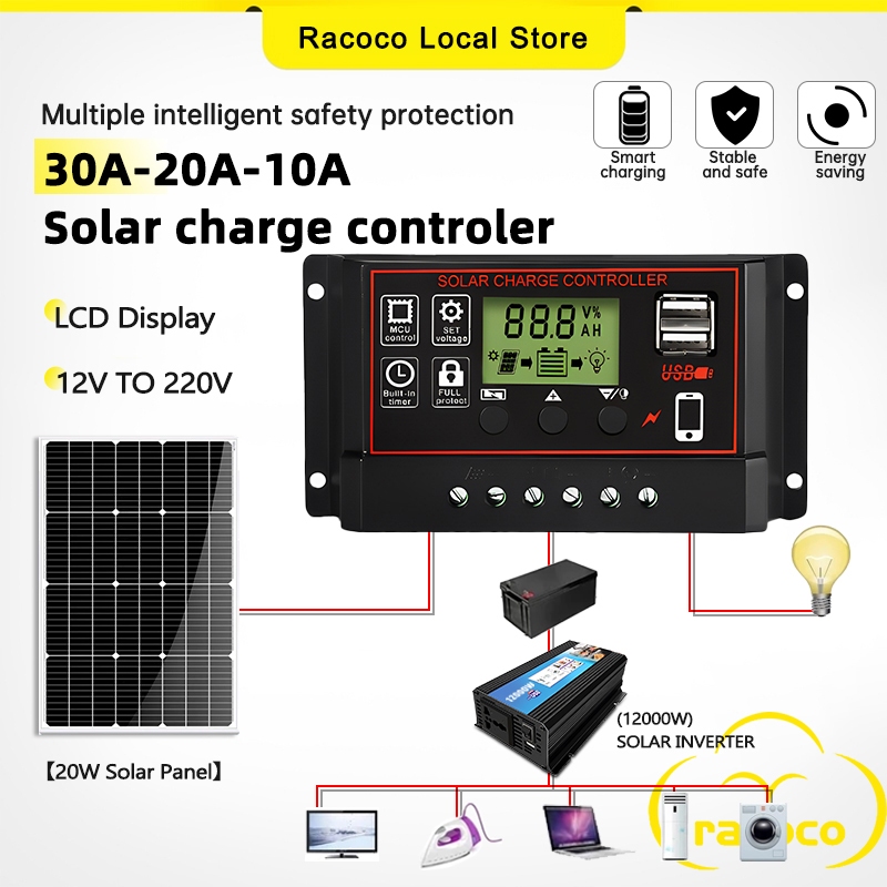 12000W/60Hz Solar System Power Inverter DC 12V to AC 220V 20W Solar ...