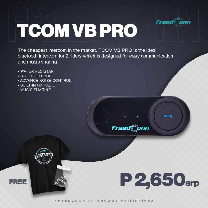 FreedConn TCOM VB PRO Motorcycle Helmet Bluetooth Intercom | Shopee ...
