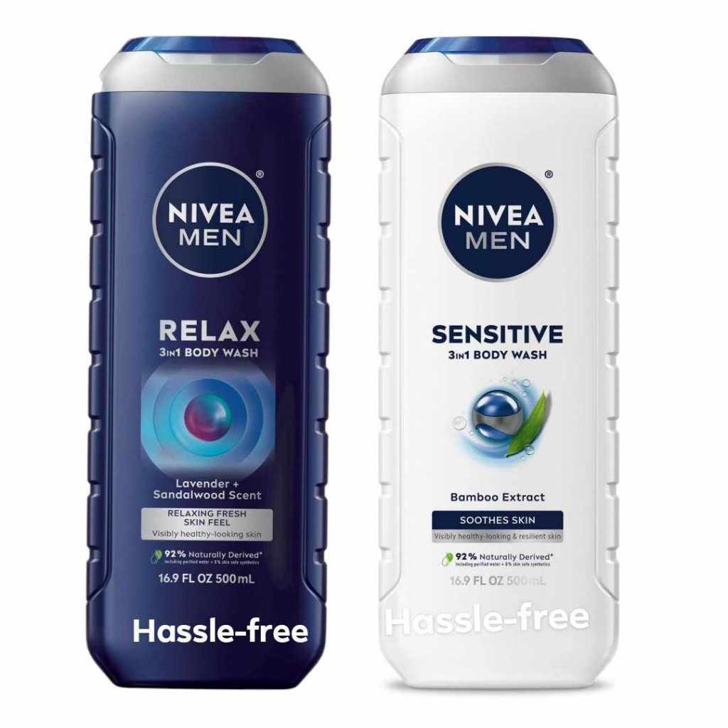 NIVEA MEN RELAX/SENSITIVE 3 IN 1 BODY WASH (500ML) MADE IN GERMANY ...