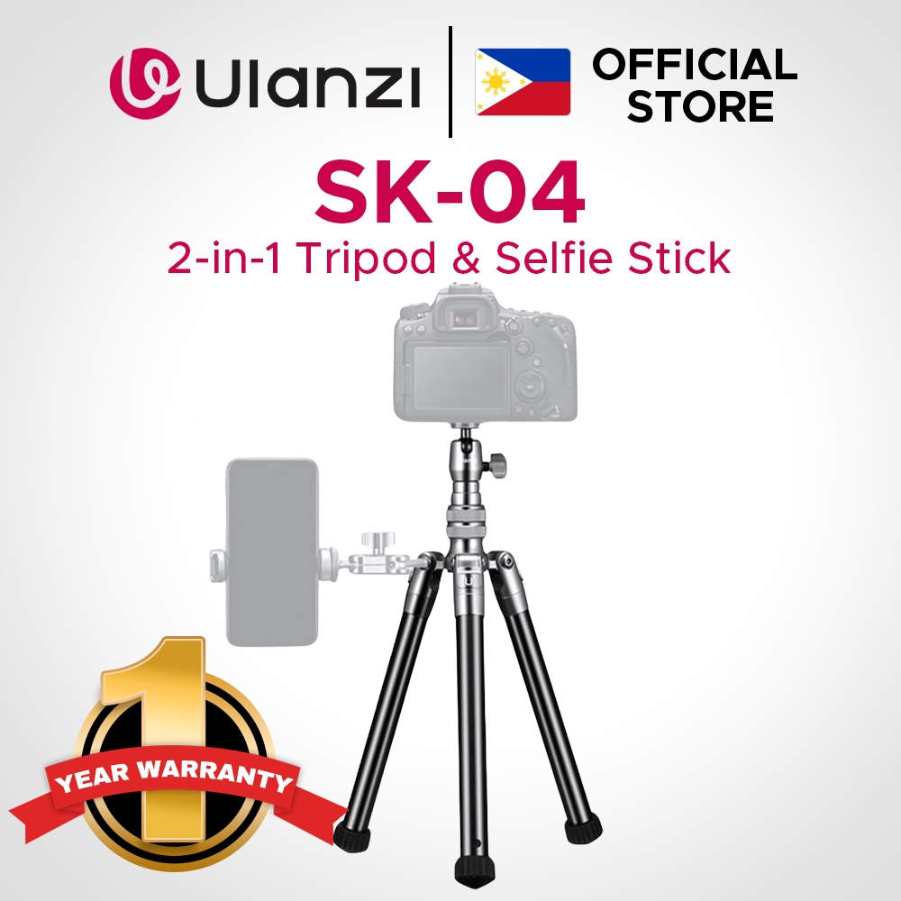 Ulanzi SK-04 2-in-1 Aluminum Tripod Monopod Kit Selfie Stick Foldable Tripod with Ball Head ...