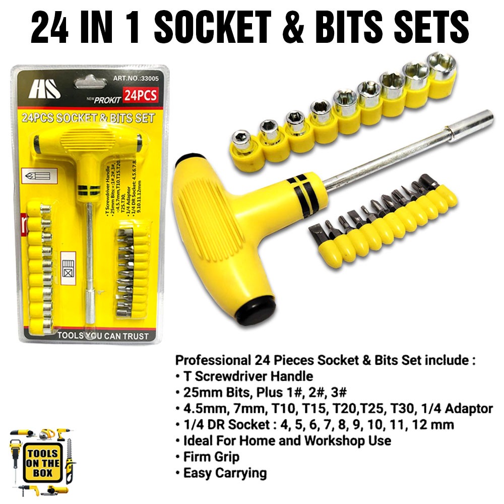 T Screwdriver and Socket bits Set Hex Wrench T Type Handle Socket ...