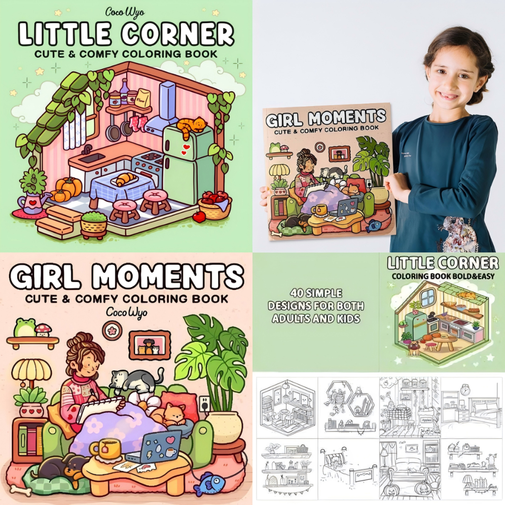 Cozy Spaces Coloring Book for Adults Teens Relaxing Bold Simple ...