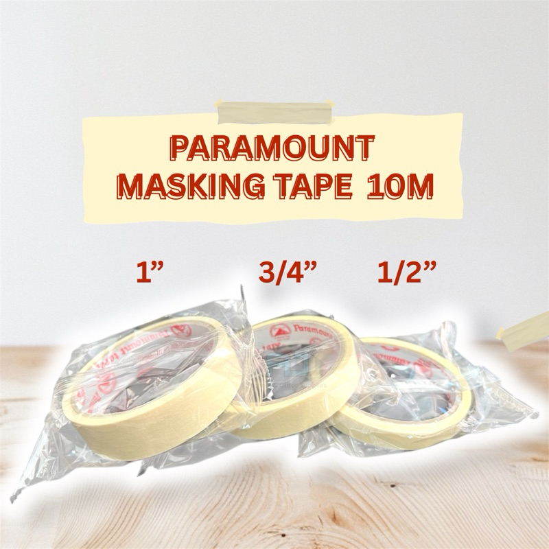 Paramount Masking Tape 1/2, 3/4, 1 inch x 10 Meters | Shopee Philippines