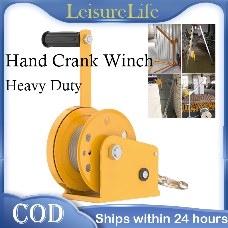 1200LBS Manual Winch Heavy Duty Hand Crank Winch Automatic Brake ...