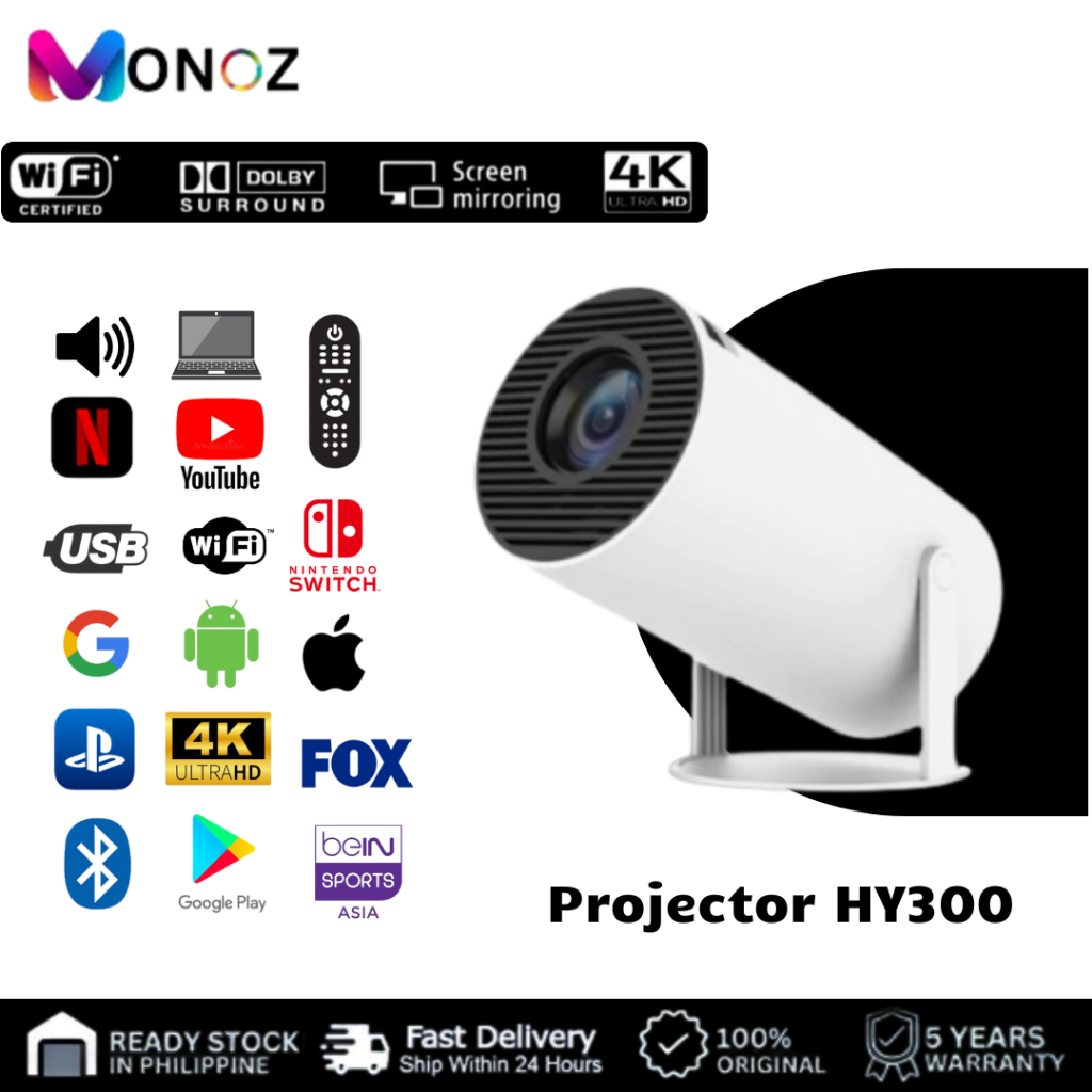 HY300 portable min projector Android 11 LCD 4K Projector 8000 lumens HD ...