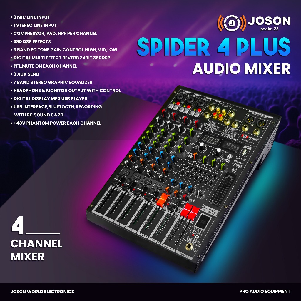 Joson SPIDER 4 PLUS Professional Audio Mixer | Shopee Philippines