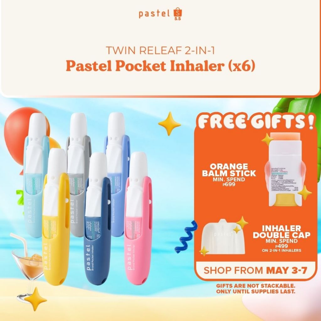 PASTEL Pocket Inhaler (x6) (1.5ml each) [Menthol, Relieves Nasal ...