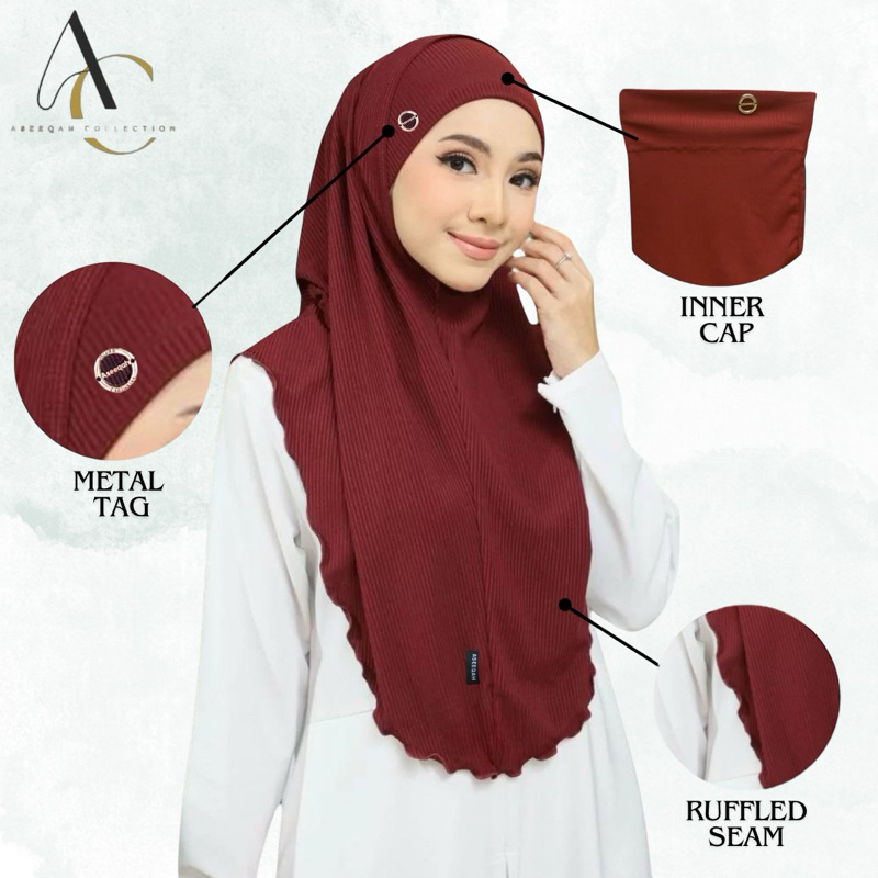 ASEEQAH 2in1 "Metal Tag" Instant Syria with Inner Hijab Premium Knitted ...