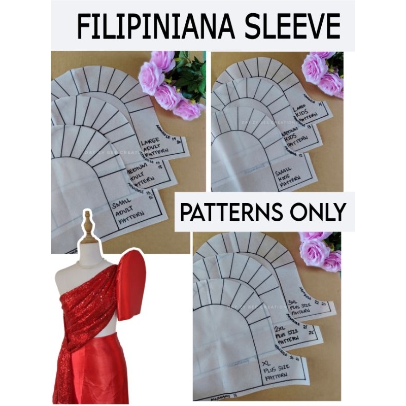 FILIPINIANA SLEEVE 𝙋𝘼𝙏𝙏𝙀𝙍𝙉 (𝗻𝗼 𝘄𝗼𝗼𝗱 𝗶𝗻𝗰𝗹𝘂𝗱𝗲𝗱) | Shopee Philippines