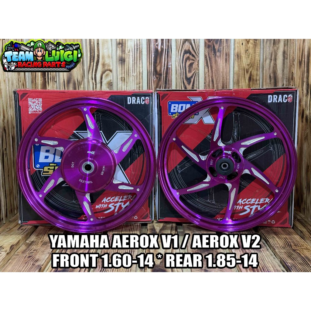 BOM X DRACO CNC MAGS 14s 5 SPOKES YAMAHA AEROX V1 / AEROX V2 (100% ...