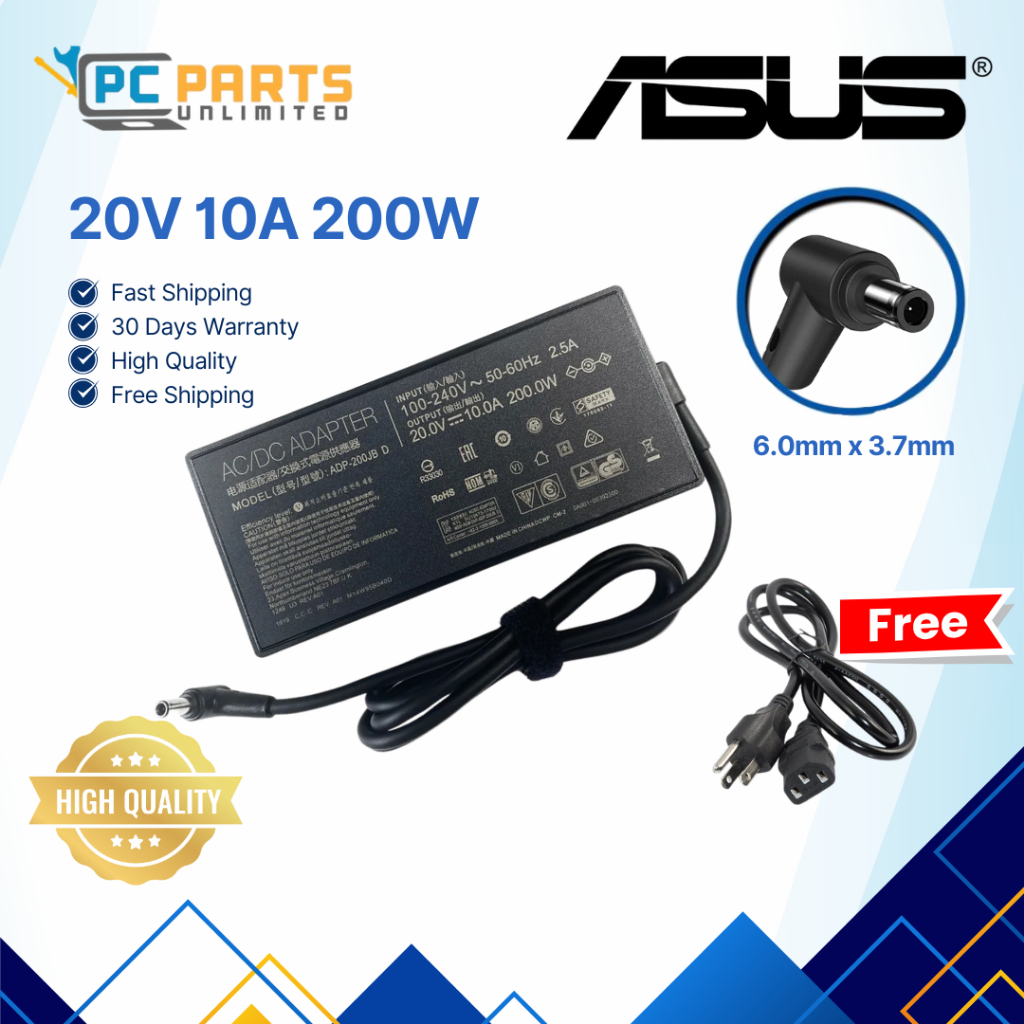 200W ASUS 20V 10A Laptop Charger For ROG Zephyrus G15 GA503 TUF Dash ...