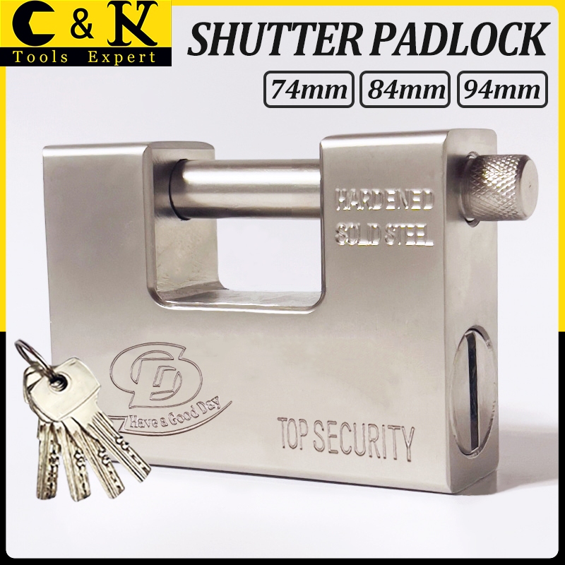 C&K Shutter Padlock Heavy Duty Rectangular Lock 74,84,94mm Anti-thife ...