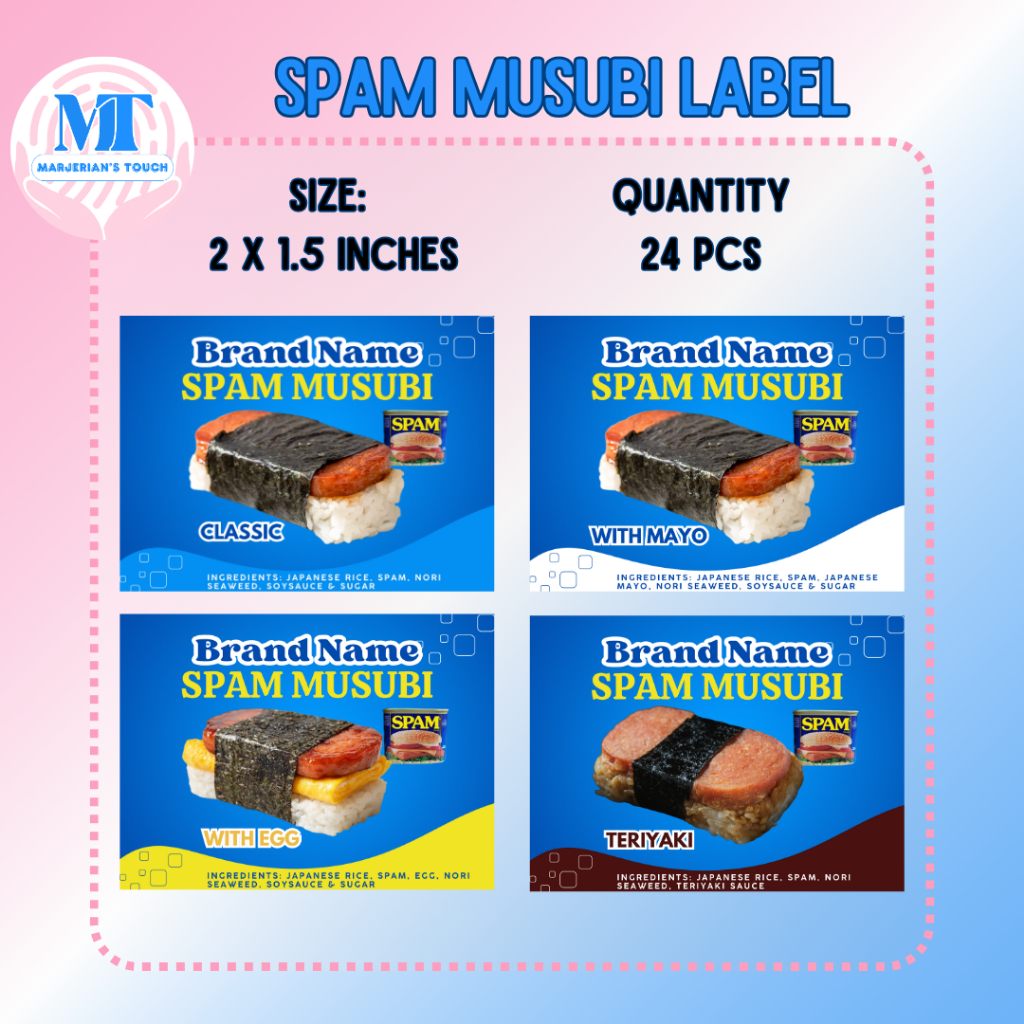 PinkCrafters SPAM MUSUBI LABEL STICKERS 24 PCS PER SET CLASSIC MUSUBI ...