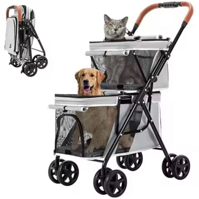 BELLO DOUBLE DECKER PET STROLLER(For Cats & Dogs)Easy to fold(Premium ...
