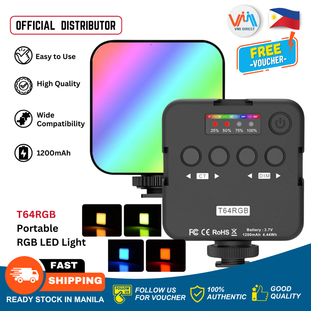W64 T64 RGB Portable LED Video Light On Camera Fill Light Mini Pocket Photography Fill light ...
