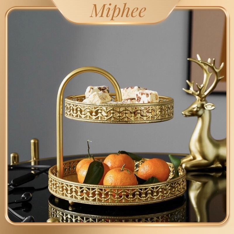 Elegant Gold Double Tier Layer Fruit Dessert Tray Dessert Organizer ...