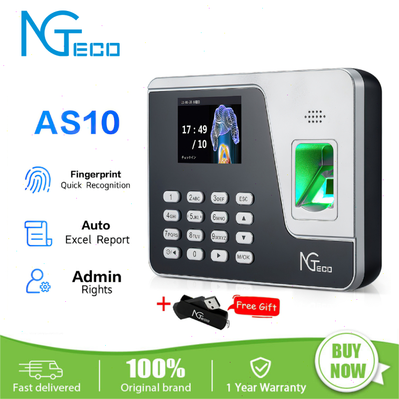 NGTeco AS10 Fingerprint/Password Attendance Time Machine Recorder Bundy ...