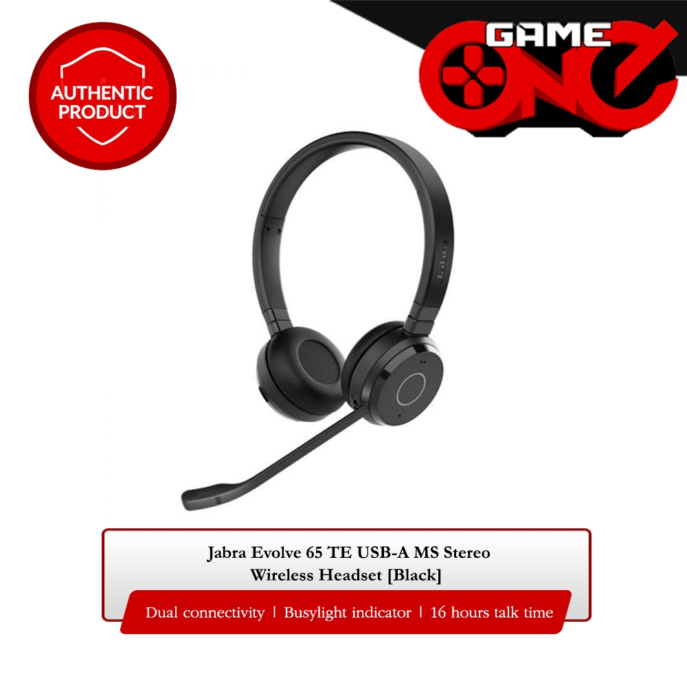 Jabra Evolve 65 TE USB-A MS Stereo Bluetooth Wireless Headset (HSC018WA ...