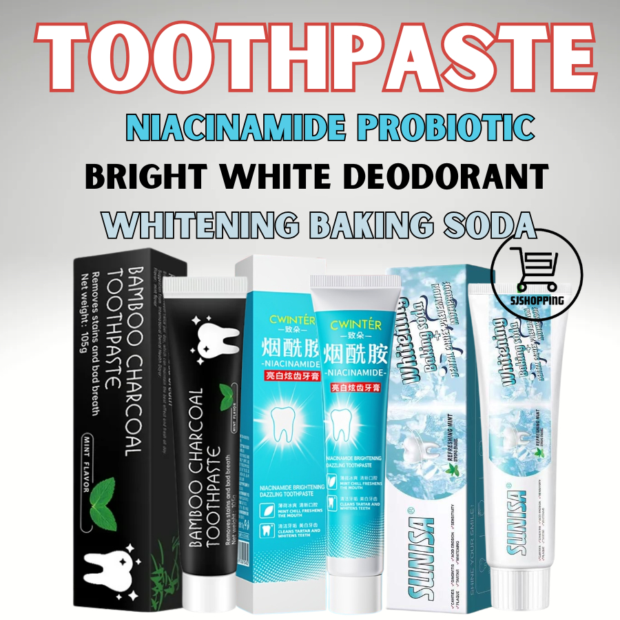 SET 3PCS Toothpaste Baking Soda Whitening Niacinamide Probiotic ...