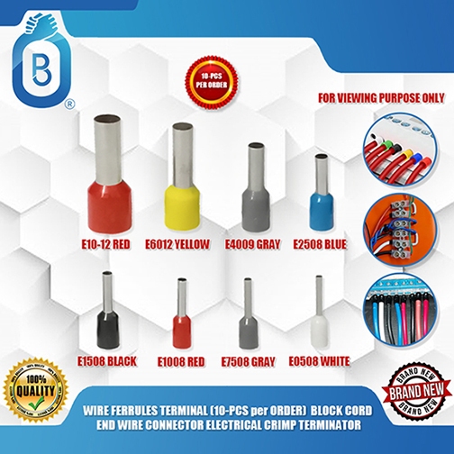 WIRE FERRULES TERMINAL (10-PCS per ORDER) BLOCK CORD END WIRE CONNECTOR ...